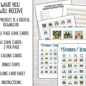 Stories of Jesus Bingo Game Printable, Bible Bingo Cards, Church Party ...