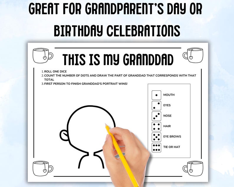 Printable Granddad Roll a Dice Game for Grandparent's Day and Birthday ...