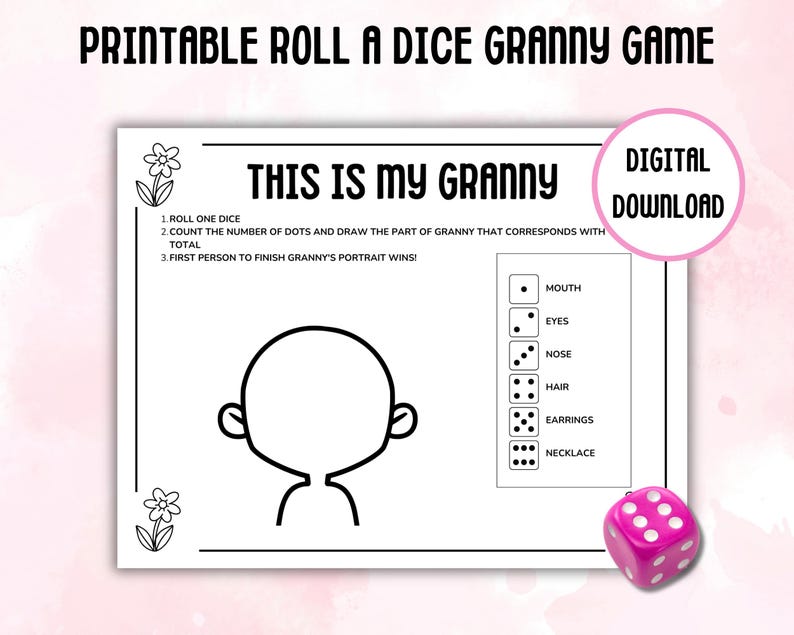 Printable Granny Roll a Dice Game for Grandparent's Day and Birthday ...