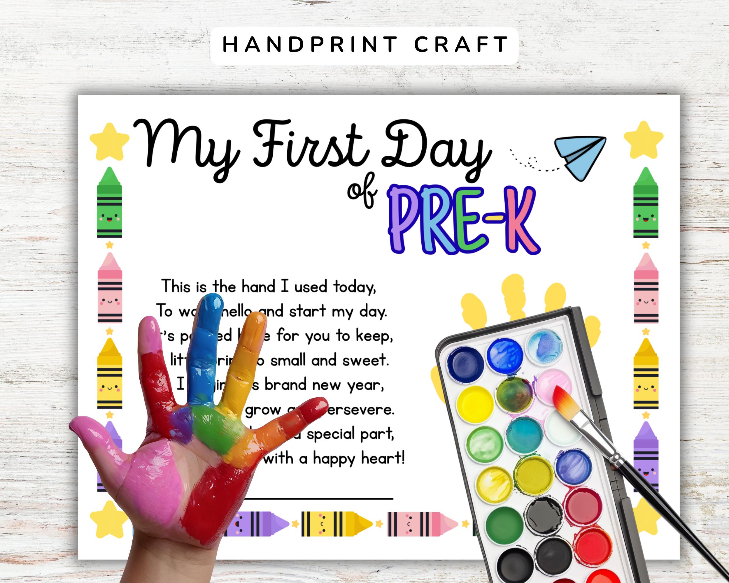 First Day of Pre-k Handprint Craft Back to School Handprint Art, Infant ...