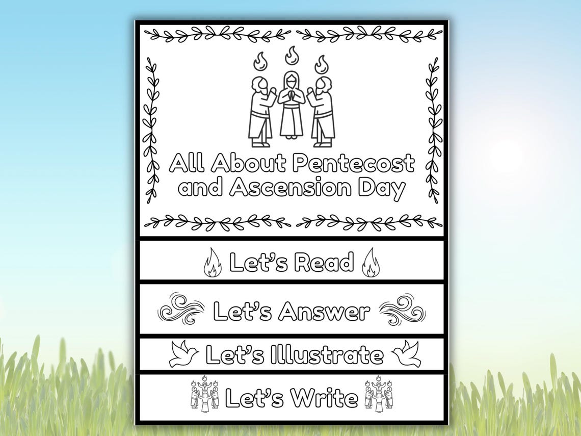 Pentecost and Ascension Day Flip Book Activity for Kids Christian Bible ...