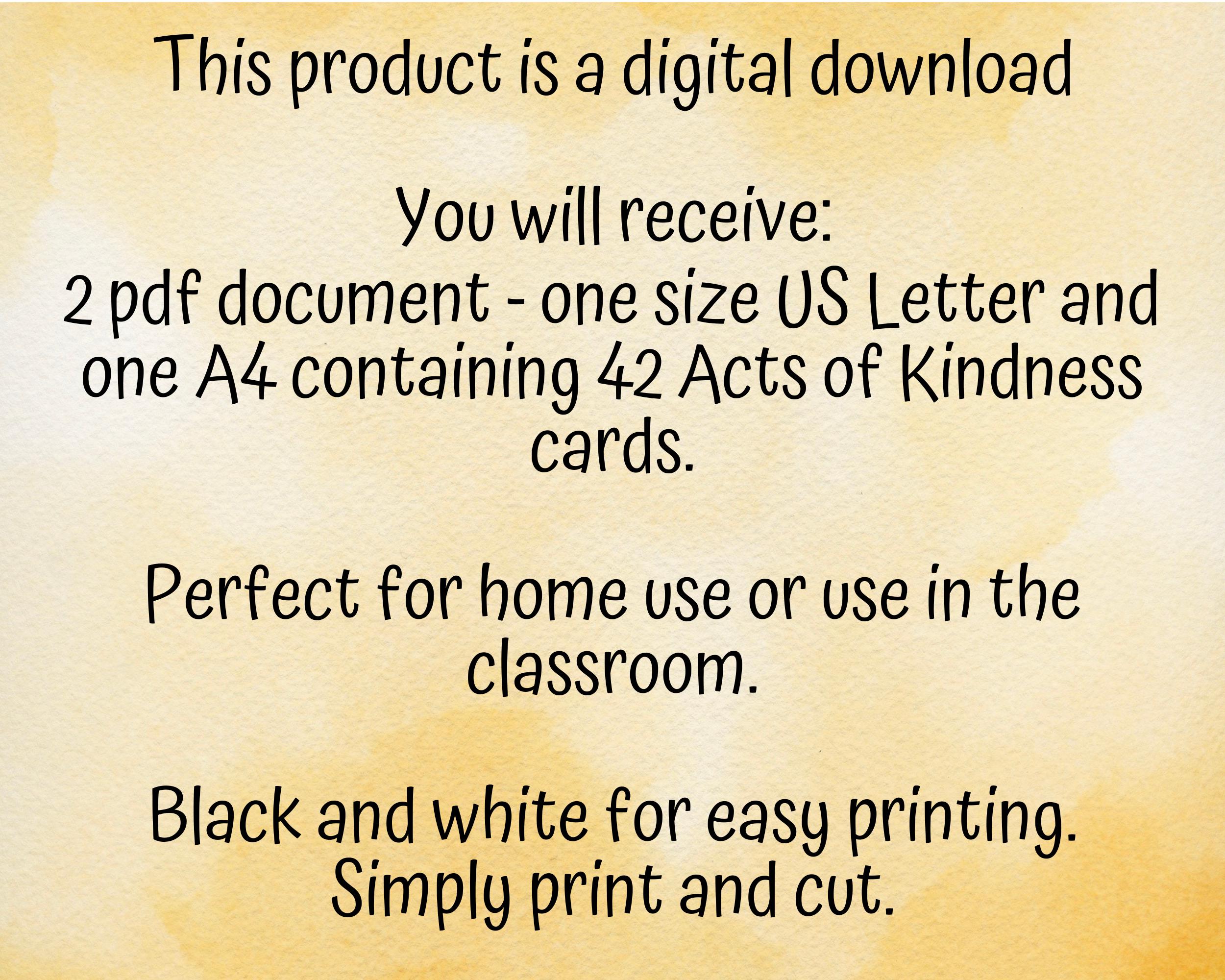 Acts of Kindness Cards, Random Acts of Kindness for Kids, Choose ...