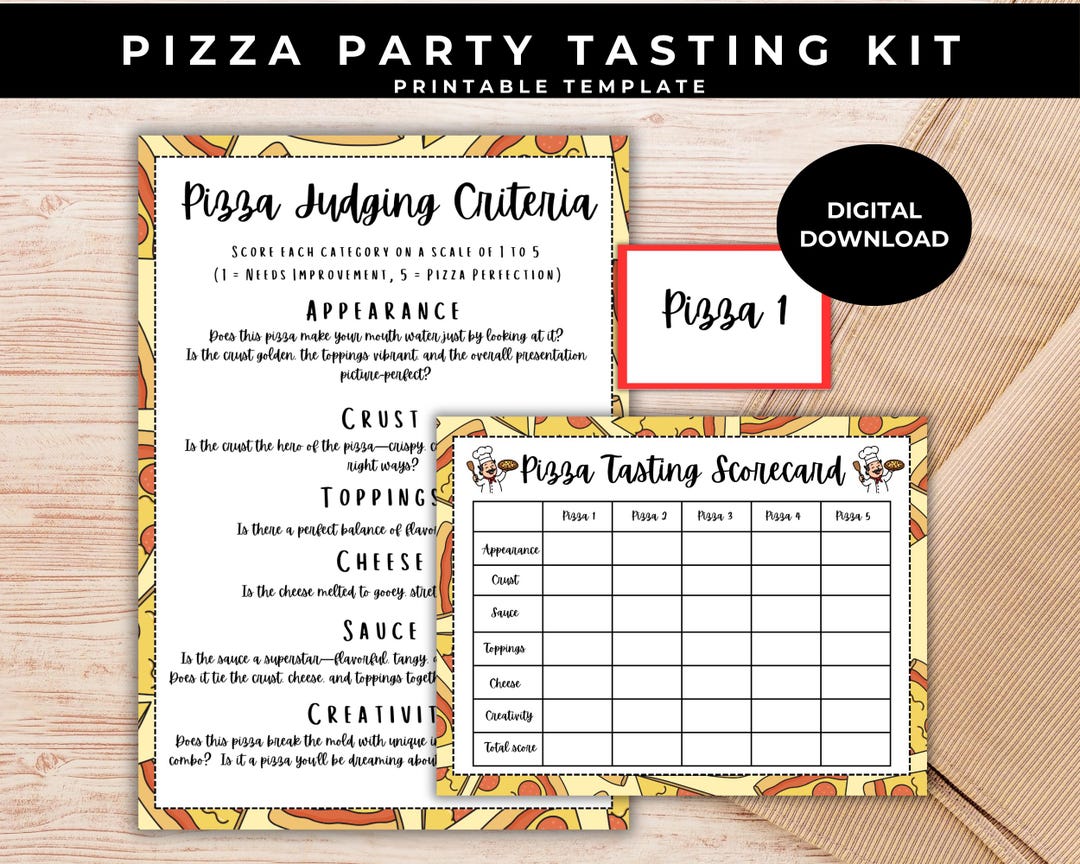 Pizza Party Tasting Kit, Pizza Tasting Scorecard Printable, Pizza Party ...