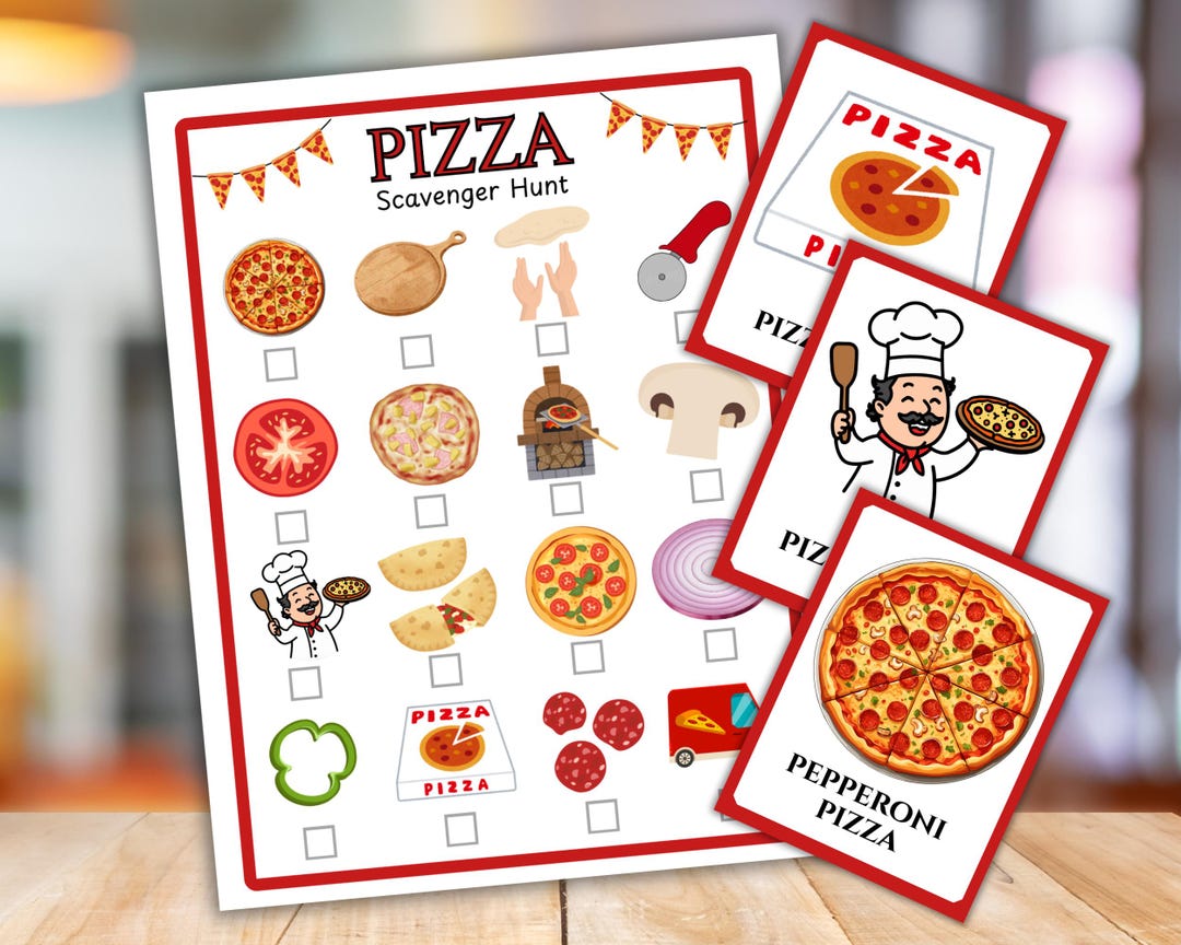 Pizza Scavenger Hunt for Kids Printable, Pizza Party Activity for ...