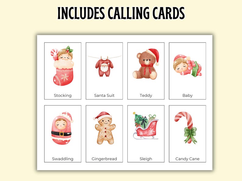 Christmas Baby Shower Bingo Game, Christmas Baby Bingo Printable ...