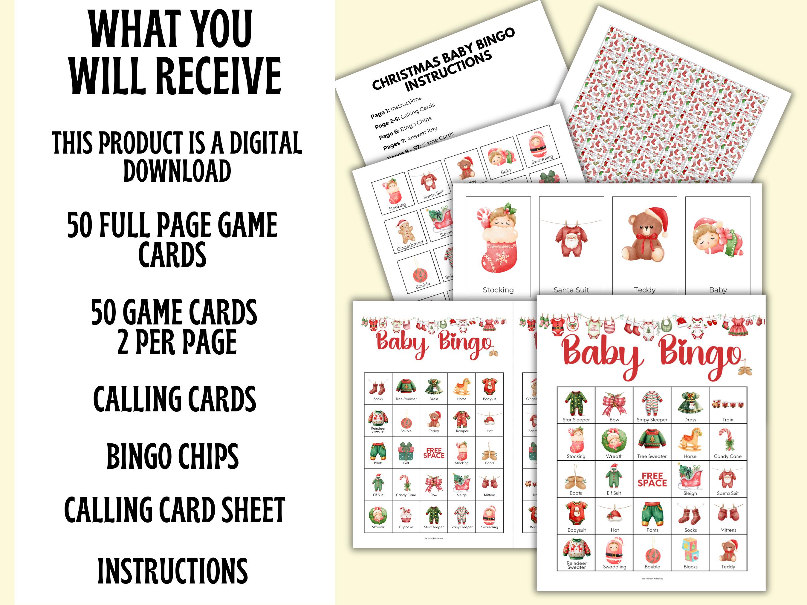 Christmas Baby Shower Bingo Game, Christmas Baby Bingo Printable ...