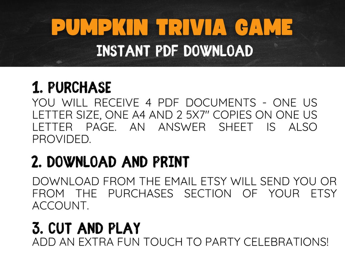 Pumpkin Trivia Game Printable for Kids, Adults and Seniors, Fall ...