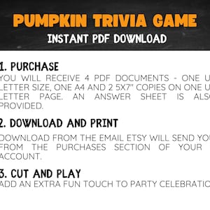 Pumpkin Trivia Game Printable for Kids, Adults and Seniors, Fall ...