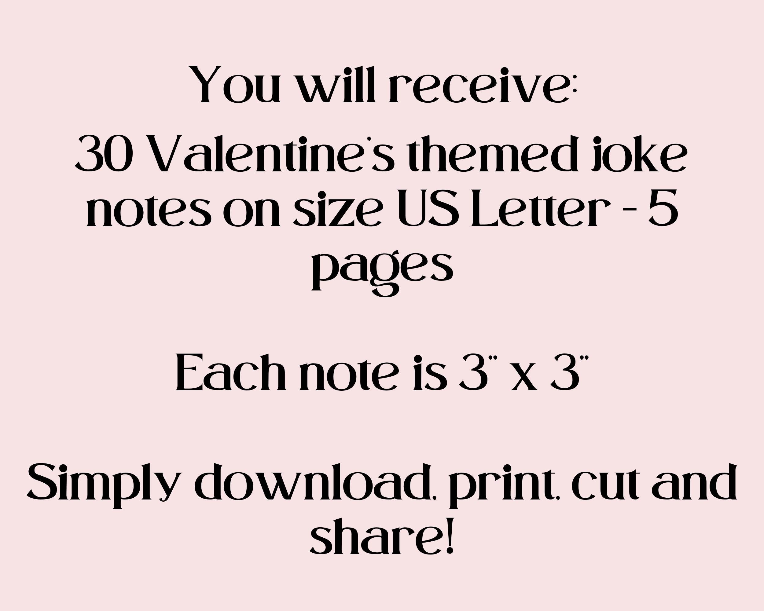 Valentine's Day Printable Joke Notes for Kids and Treats! Instant ...
