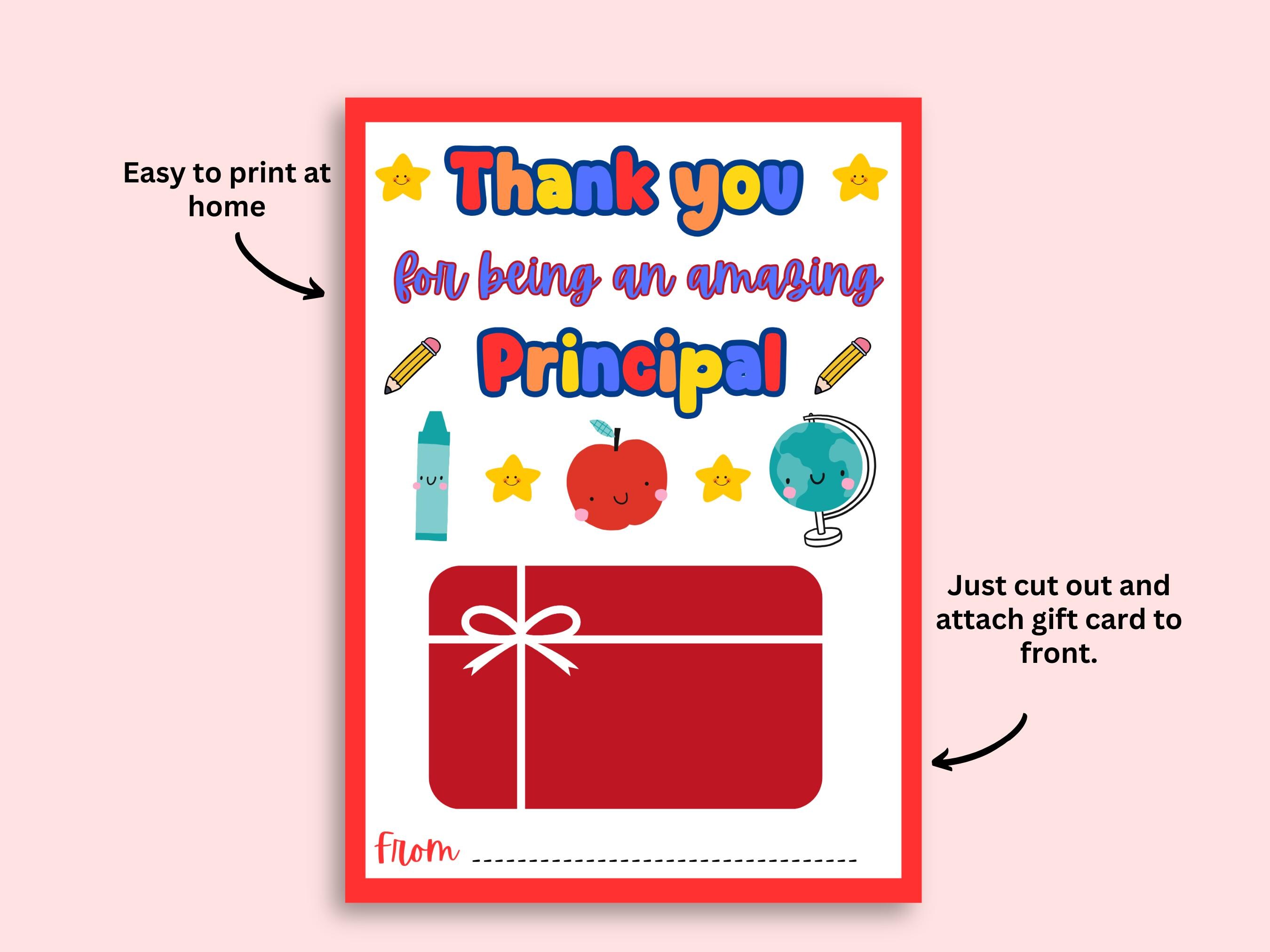 Principal Appreciation Gift Card Holder, Printable Thank You for School ...