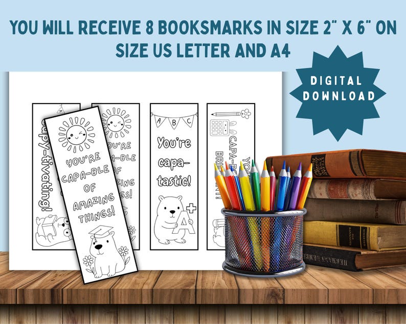 Capybara Printable Coloring Bookmarks, Back to School Gift for Students ...