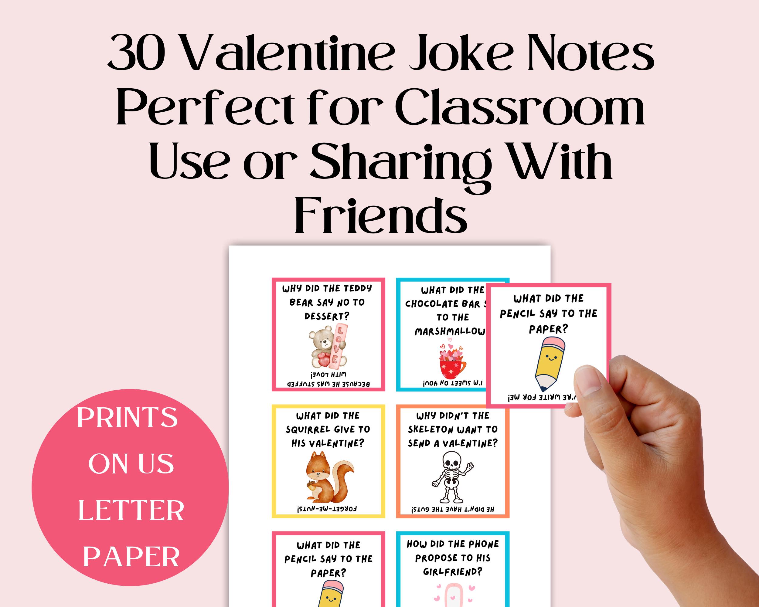 Valentine's Day Printable Joke Notes for Kids and Treats! Instant ...