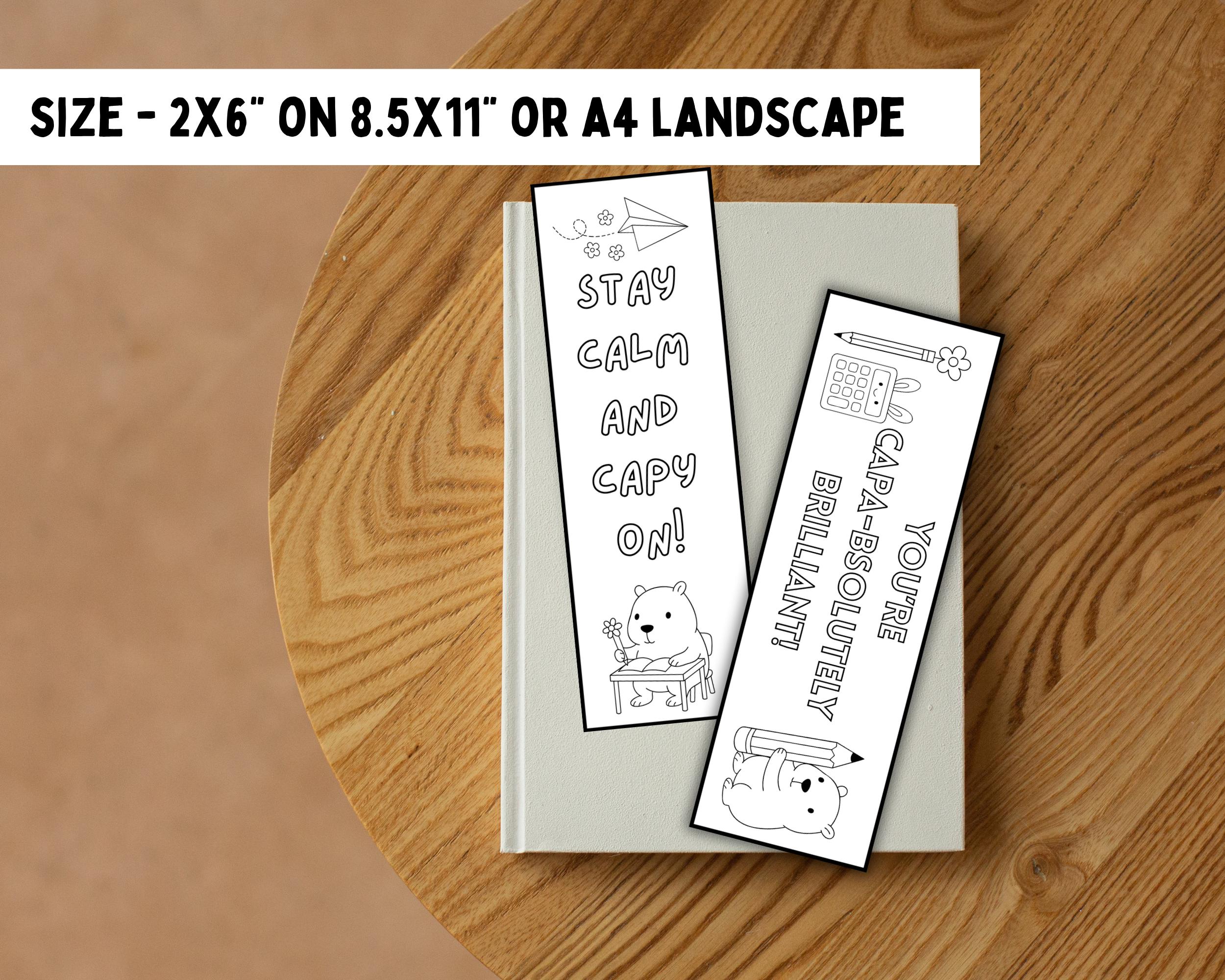 Capybara Printable Coloring Bookmarks, Back to School Gift for Students ...