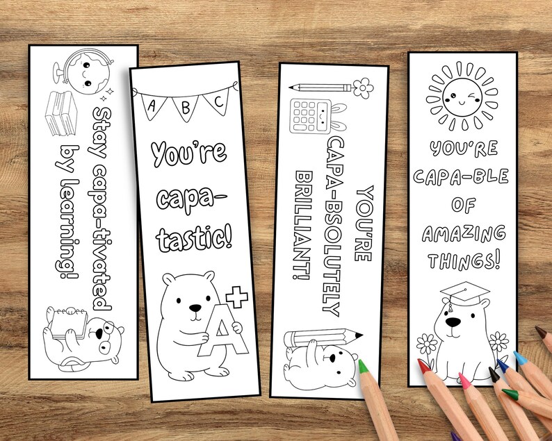 Printable Bookmarks for Students, Capybara Coloring Bookmarks for Kids ...