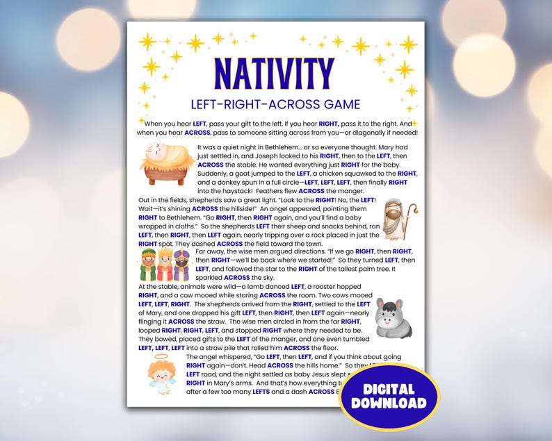 Nativity Left Right Game Nativity Printable, Christmas Left Right ...
