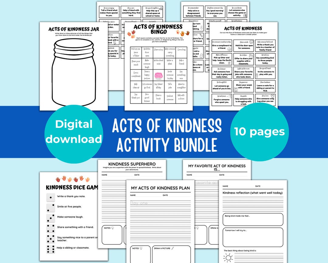 Random Acts of Kindness Activity Bundle for Kids, Spread Kindness ...