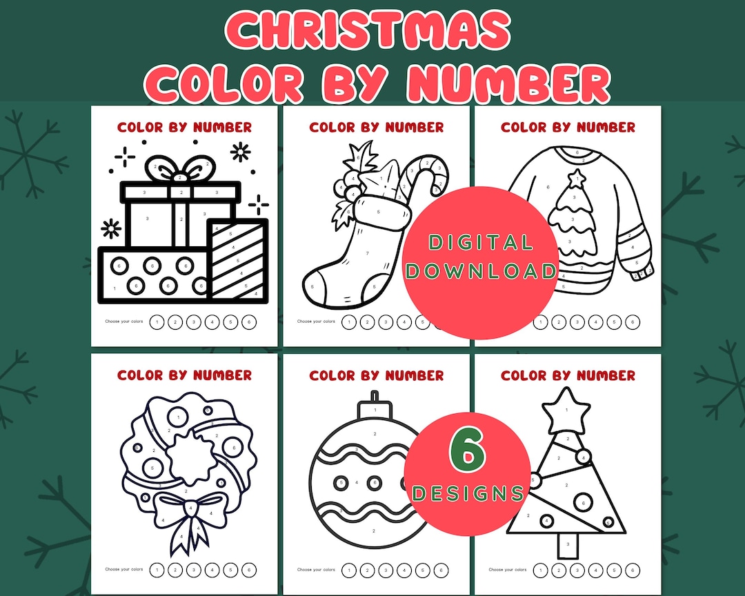Printable Christmas Color by Number, Preschool Christmas Coloring ...