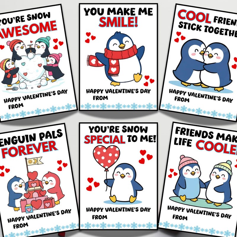 Penguin Valentine Cards - Etsy