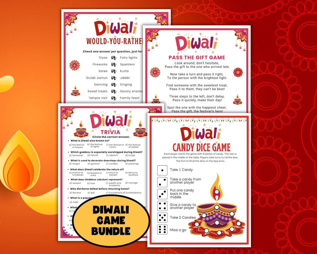 Diwali Game Bundle Printable for Kids Fun Diwali Party Game, Indian ...