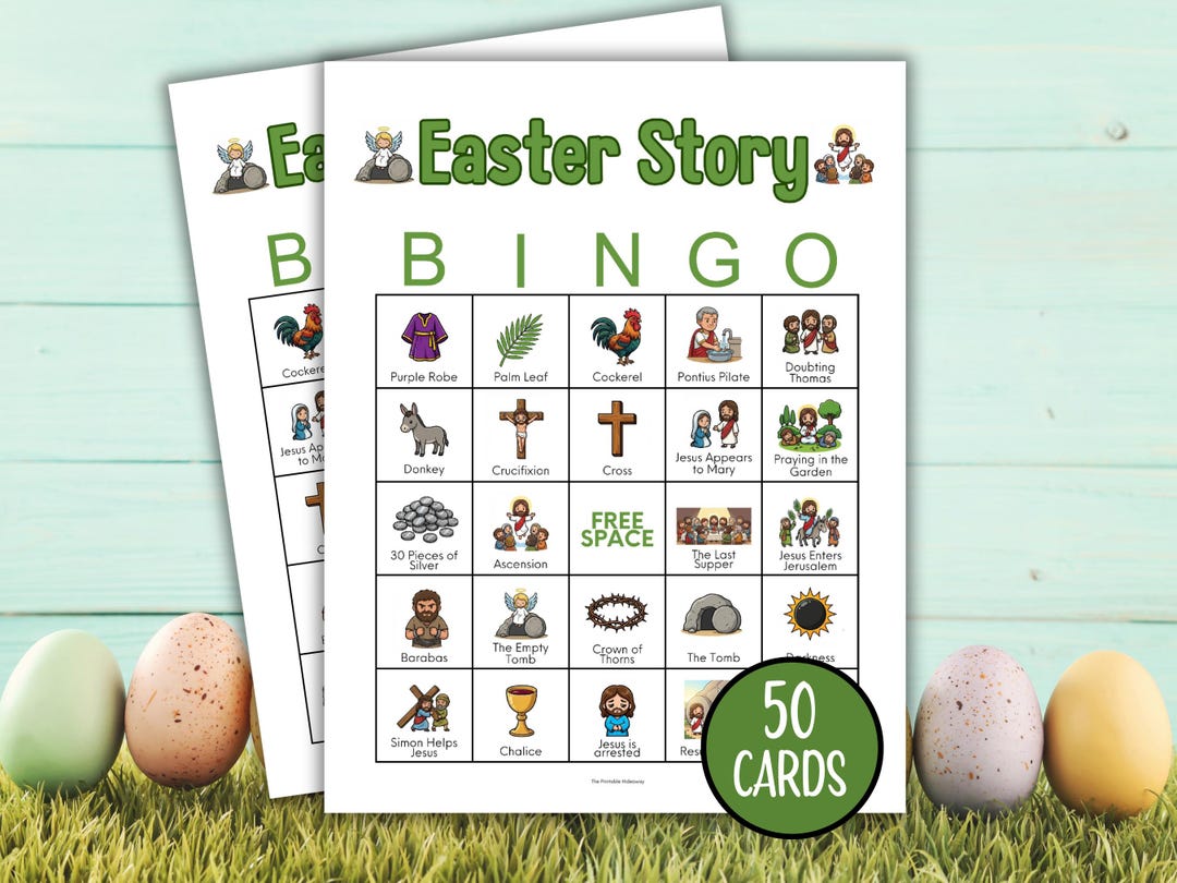 Easter Story Bingo Game Printable, Bible Bingo Cards, Church Party Game ...