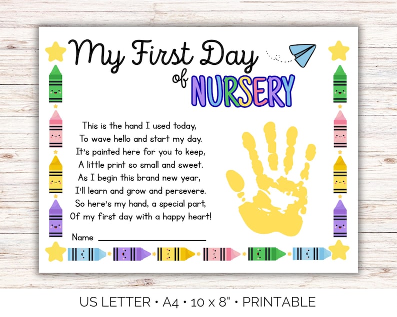 Back to School Handprint Craft, First Day Keepsake, Infant Handprint ...