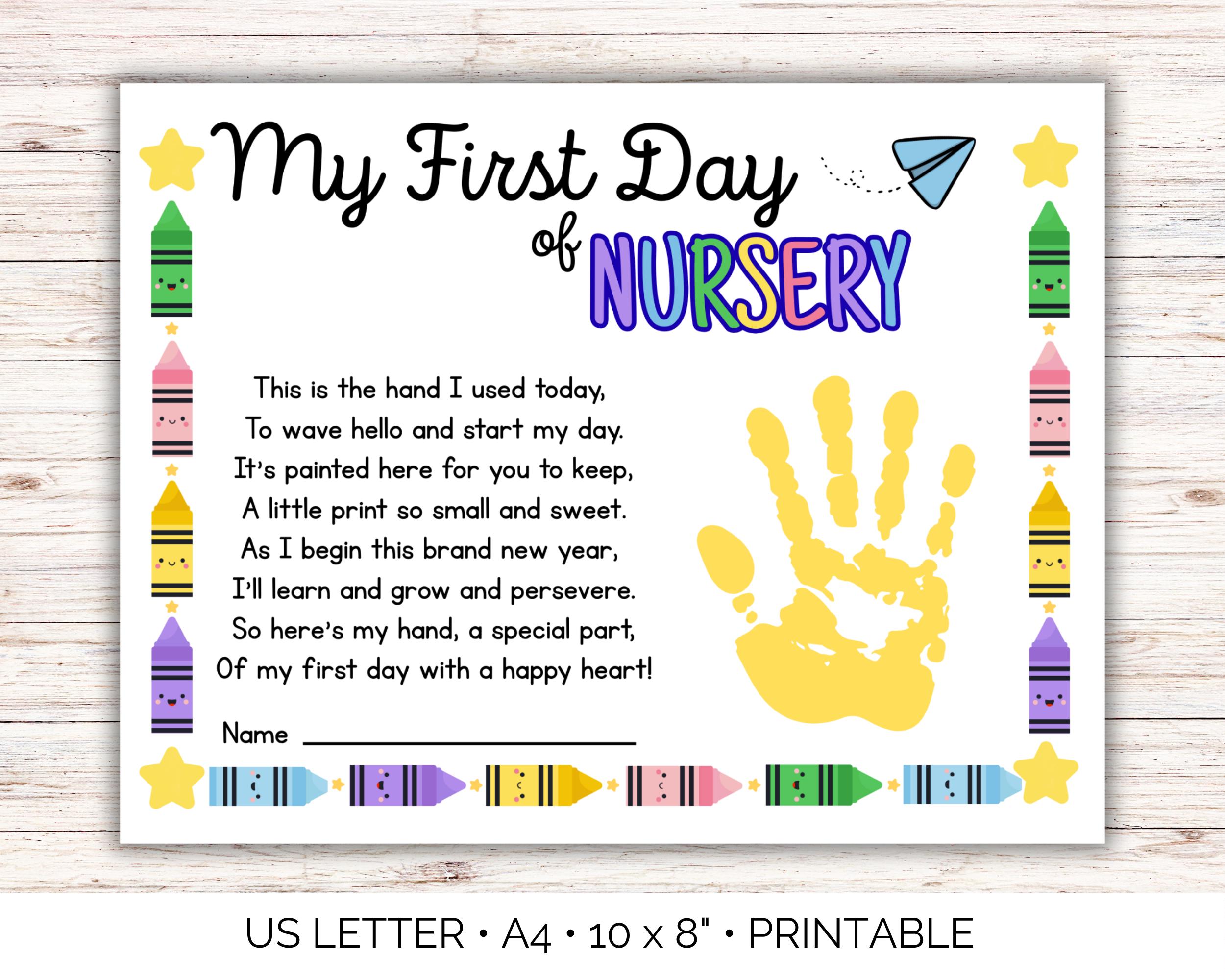 Back to School Handprint Craft, First Day Keepsake, Infant Handprint ...