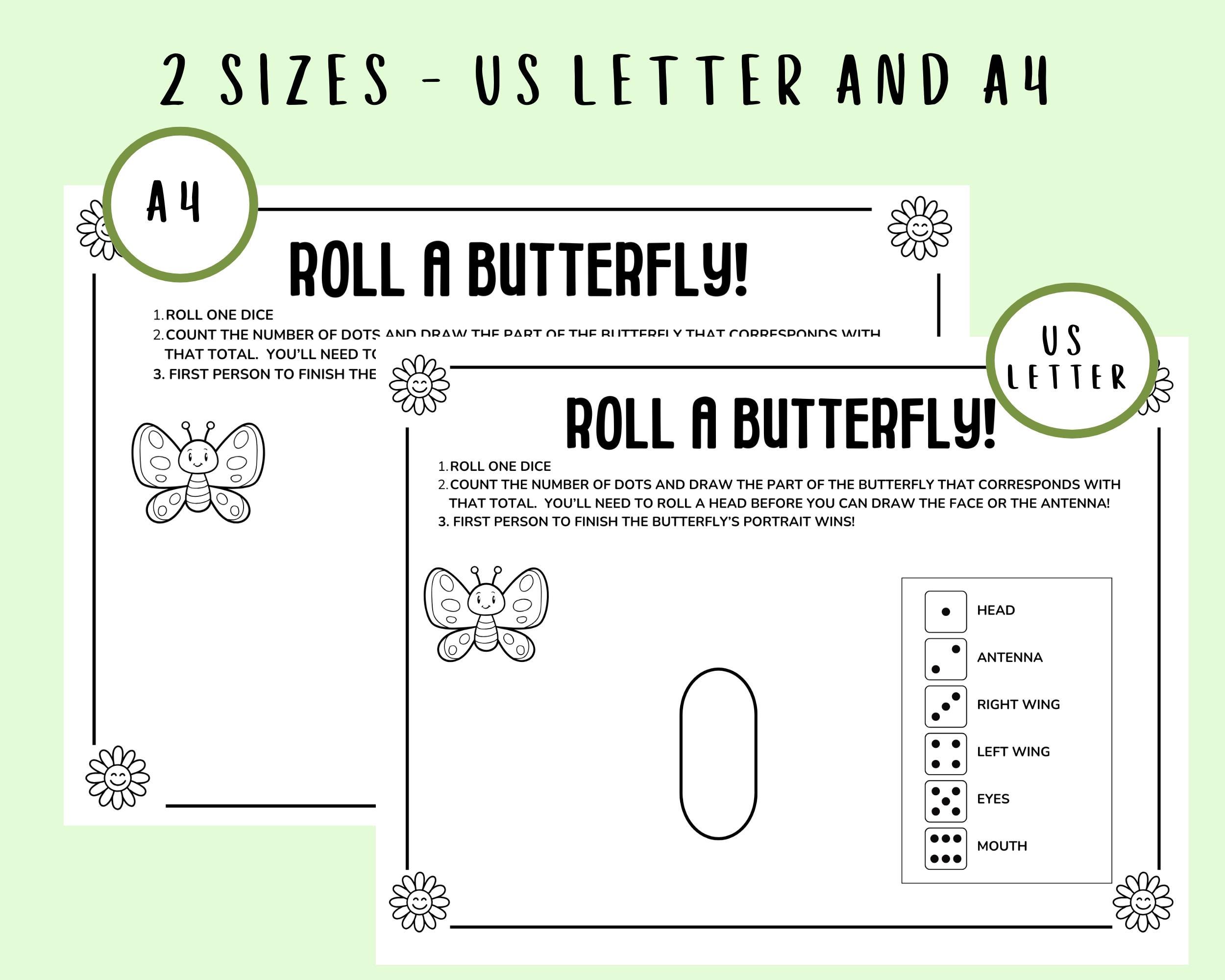 Printable Butterfly Roll a Dice Game, Earth Day Activity for Kids, Fun ...
