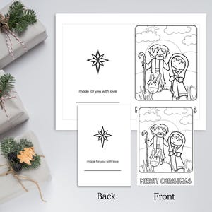 Printable Christmas Nativity Coloring Cards, Christmas Coloring Craft ...