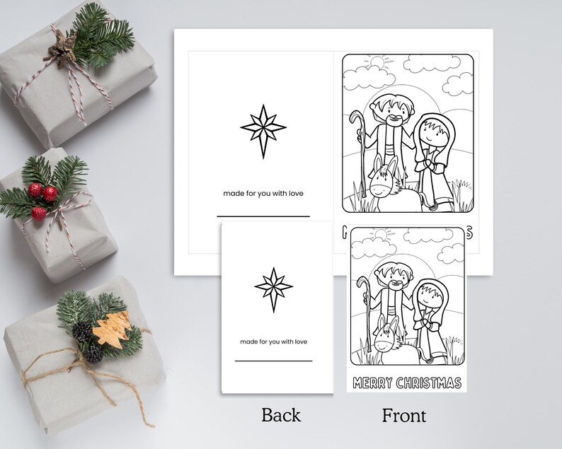Printable Christmas Nativity Coloring Cards, Christmas Coloring Craft ...