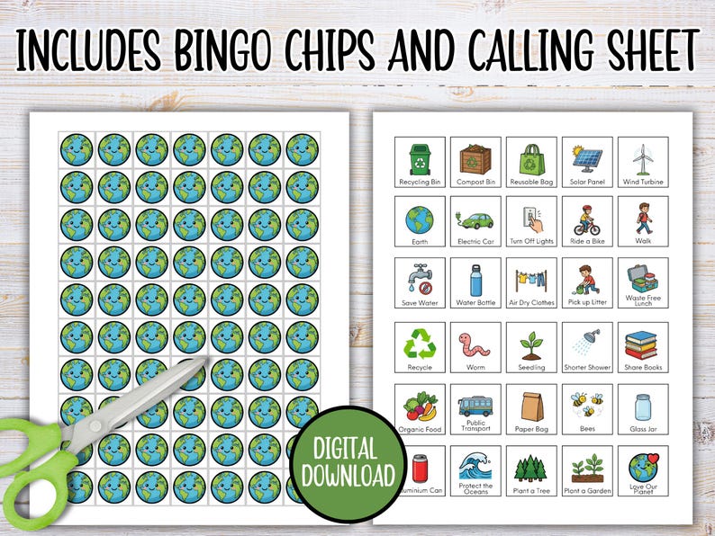 Earth Day Bingo Game for Kids Printable, Earth Day Party Game ...