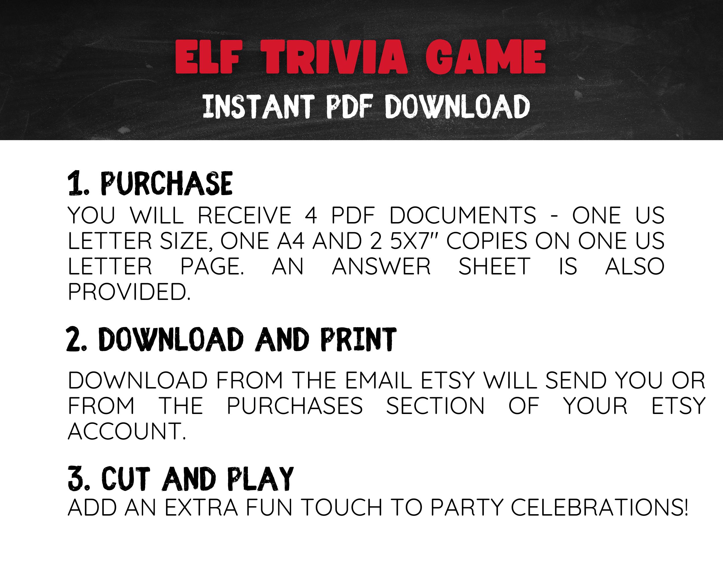 Elf Trivia Game for Kids Printable, Christmas Games for Families ...