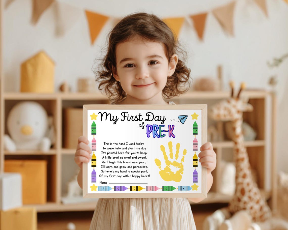 First Day of Pre-k Handprint Craft Back to School Handprint Art, Infant ...