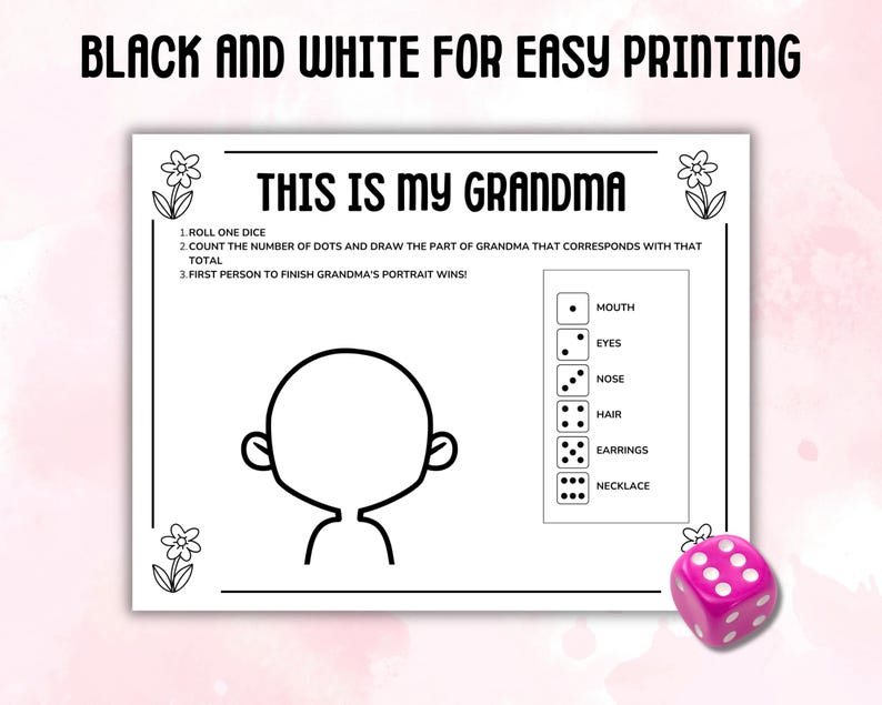 Printable Grandma Roll a Dice Game for Grandparent's Day and Birthday ...