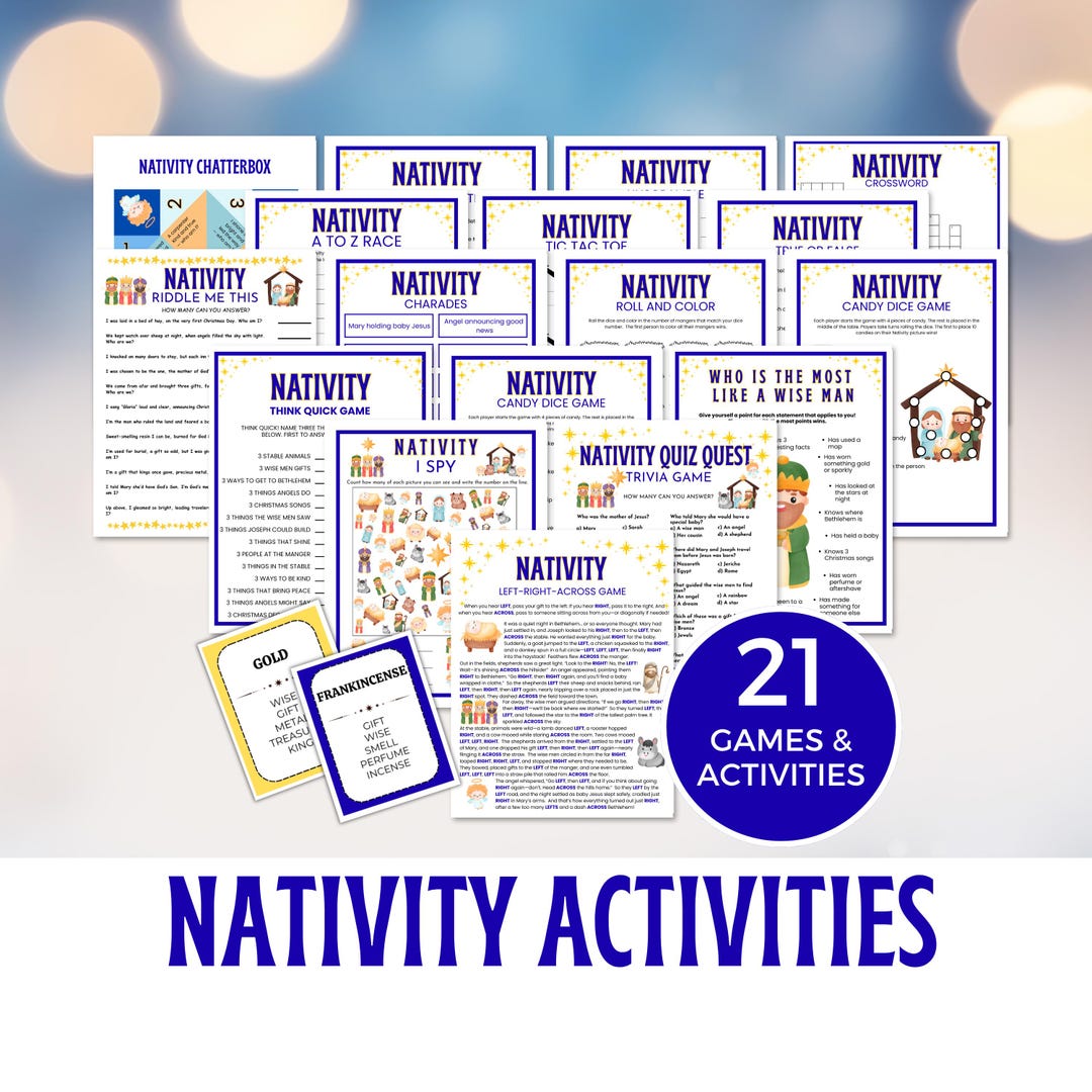 Nativity Activity and Game Bundle for Kids, Nativity Printable ...