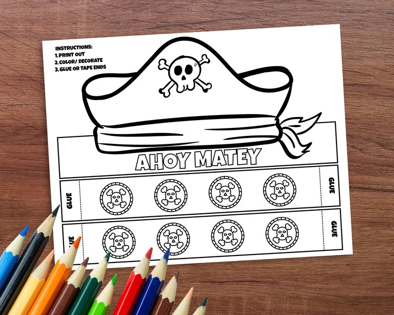 Printable Paper Pirate Hat for Kids, Headband for Pirate Party, Pirate ...