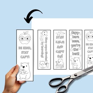 Printable Bookmarks for Students, Capybara Coloring Bookmarks for Kids ...