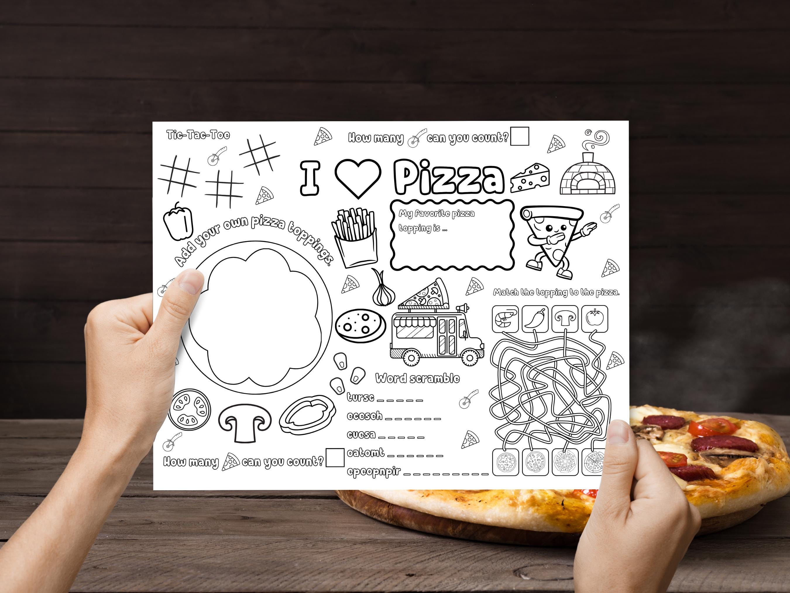 Fun Pizza Party Printable Coloring Placemat for Kids. Kids Printable ...