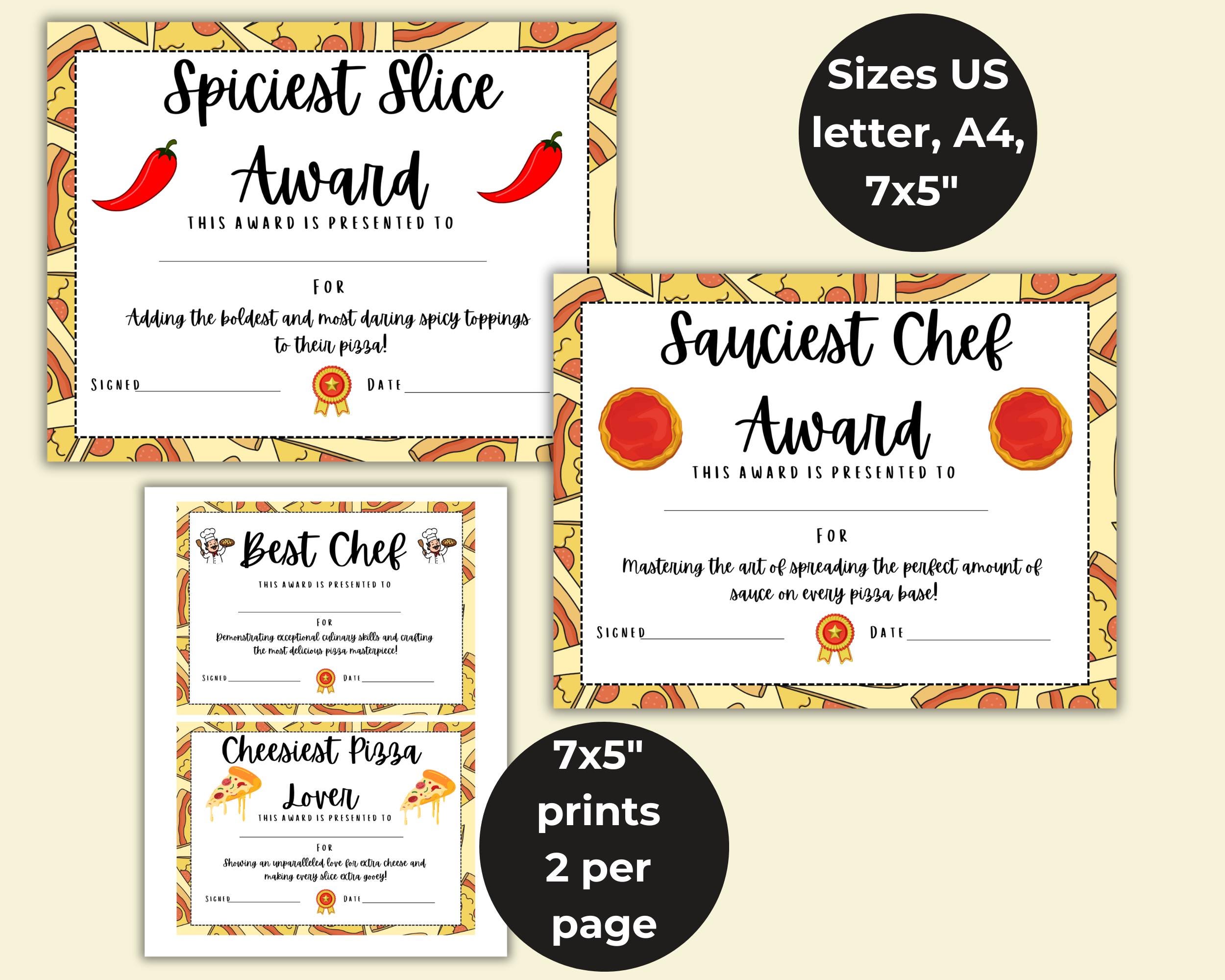 Pizza Party Printable Award Certificates: Elevate Your Pizza Night With ...