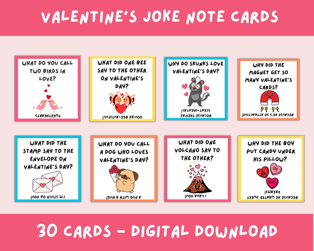 Valentine's Day Printable Joke Notes for Kids and Treats! Instant ...