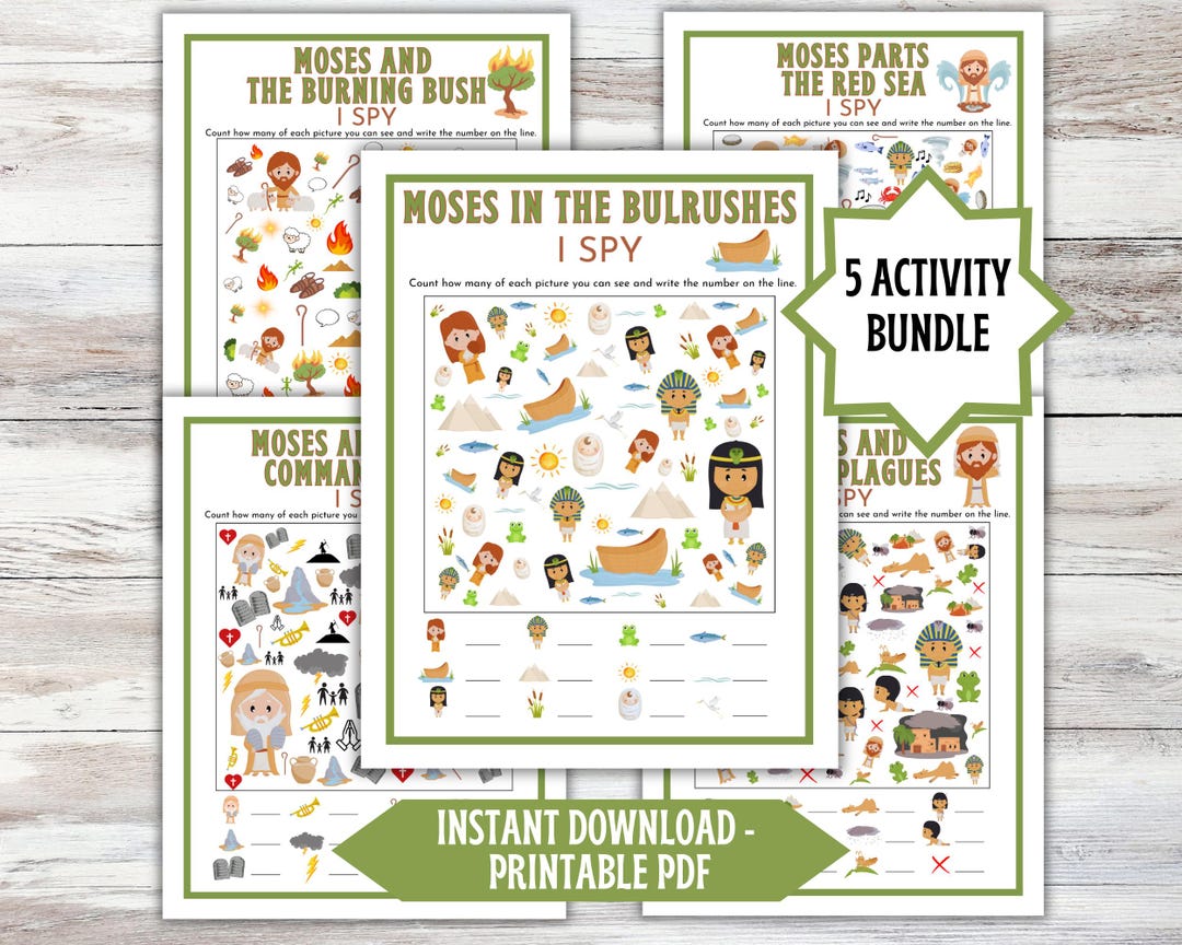Moses Story Bible Game I Spy Activity Bundle for Kids, Sunday School ...