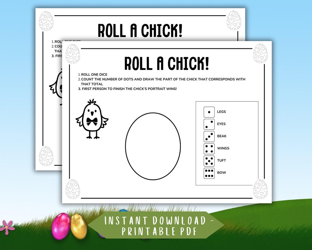 Roll a Chick Easter Dice Game, Printable Easter Activity for Kids, Fun ...