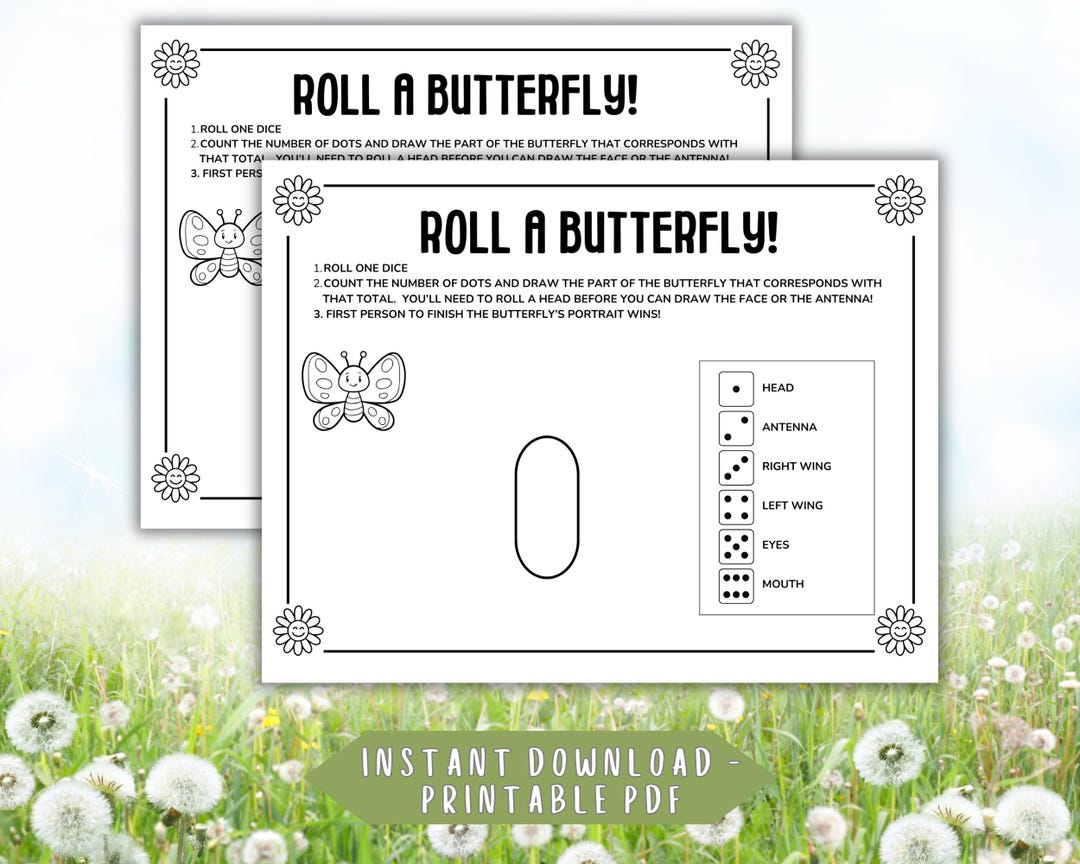 Printable Butterfly Roll a Dice Game, Earth Day Activity for Kids, Fun ...
