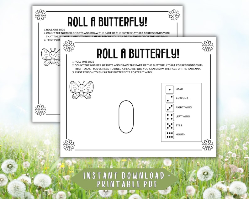 Printable Butterfly Roll a Dice Game, Earth Day Activity for Kids, Fun ...