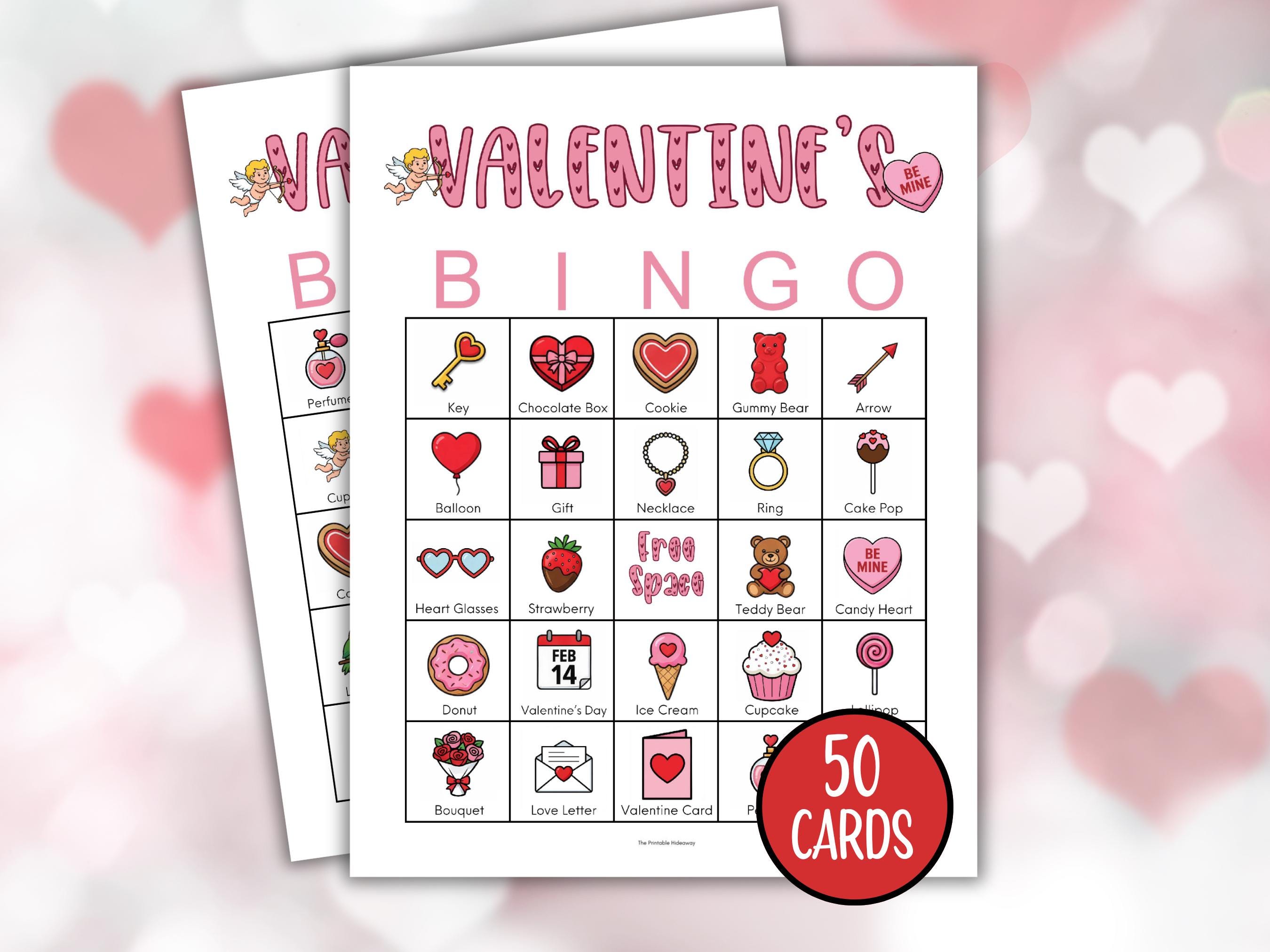 Valentine's Bingo Game Printable, Valentine Bingo Cards, Valentine's ...