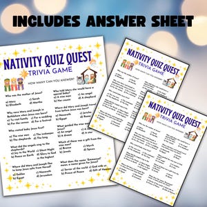 Nativity Trivia Printable, Christmas Trivia Quiz, Holiday Trivia Game ...