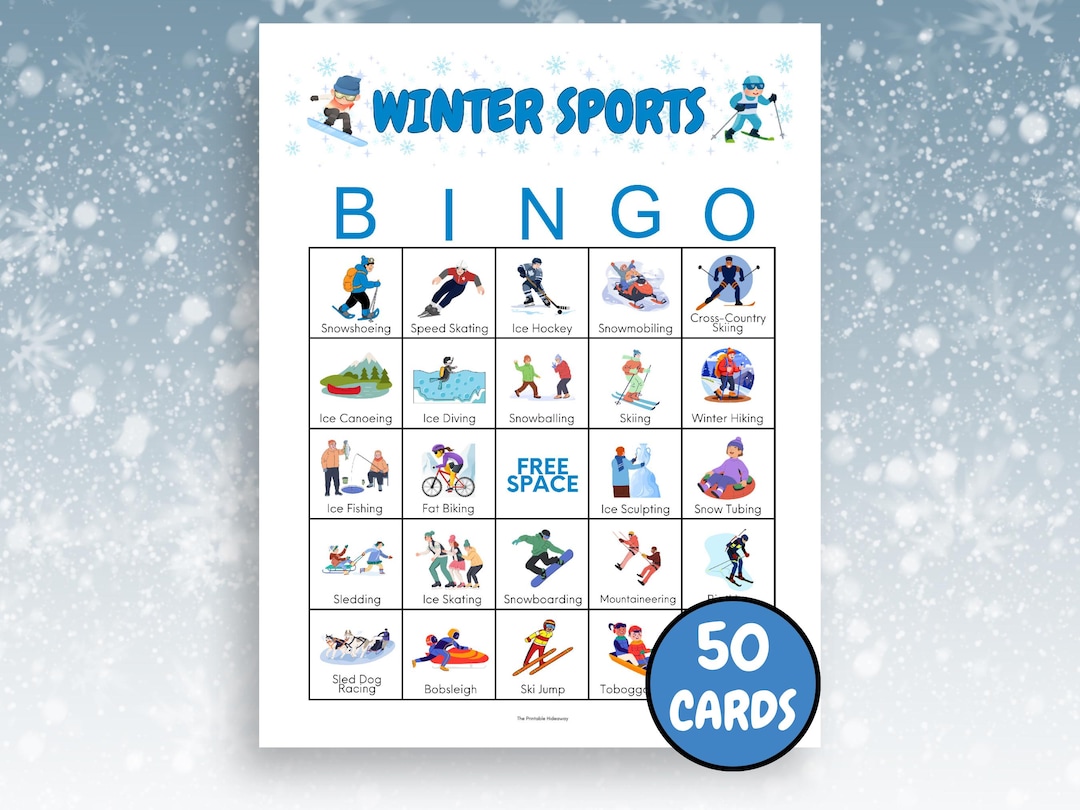 Winter Sports Bingo Game Winter Party Printable, Winter Birthday Party ...