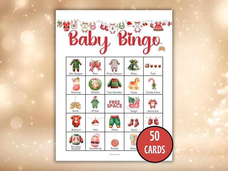 Christmas Baby Shower Bingo Game, Christmas Baby Bingo Printable ...