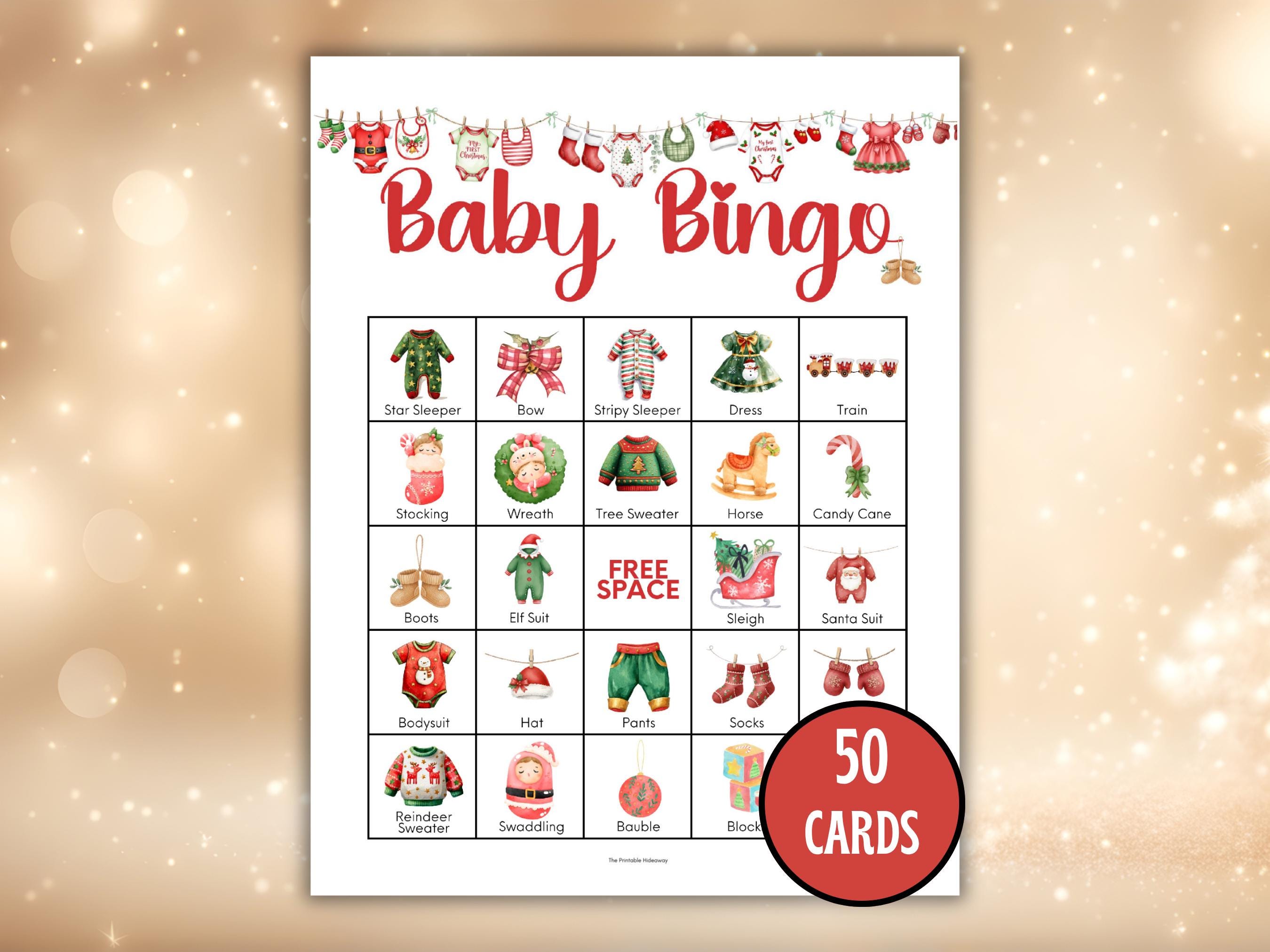 Christmas Baby Shower Bingo Game, Christmas Baby Bingo Printable ...