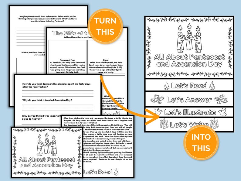 Pentecost and Ascension Day Flip Book Activity for Kids Christian Bible ...