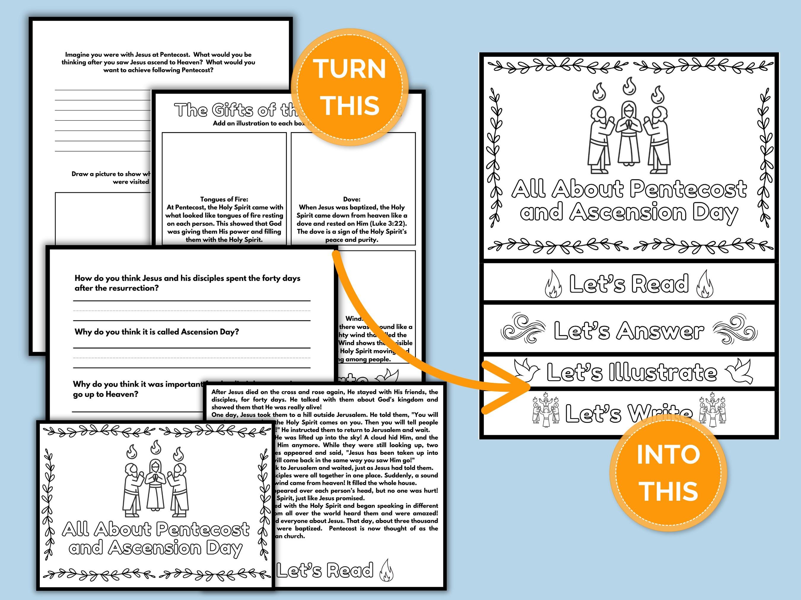 Pentecost and Ascension Day Flip Book Activity for Kids Christian Bible ...